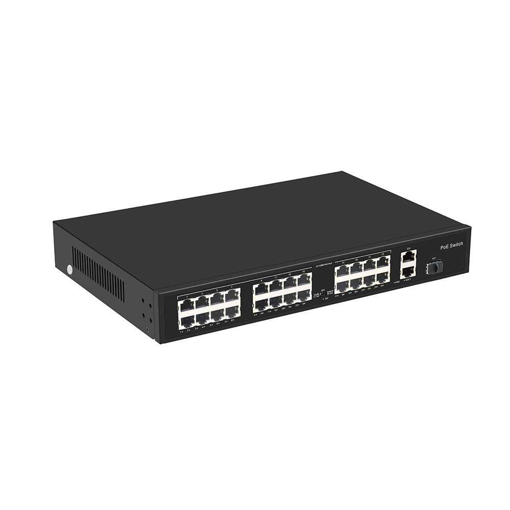 24 Port 10/100M POE Switch Gigabit Fiber Optic Uplink AC Rack งบประมาณ ...