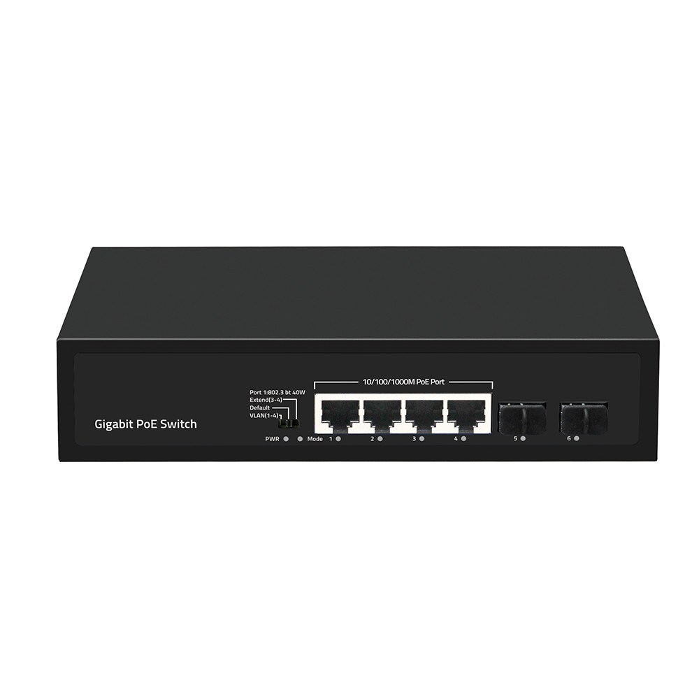 4 Port Gigabit PoE Switch 60W Budget SFP Fiber Unmanaged พร้อม VLAN ...